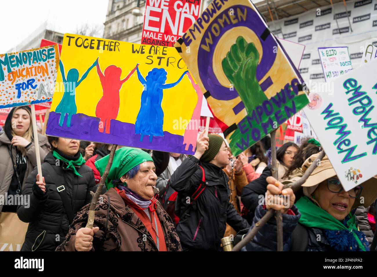 Empowering women placard, 'Million Women Rise' annual march against ...