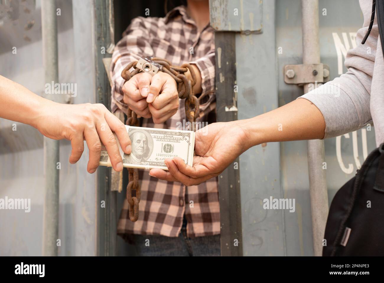 Woman trapped in cargo container wait for Human Trafficking or foreigh ...