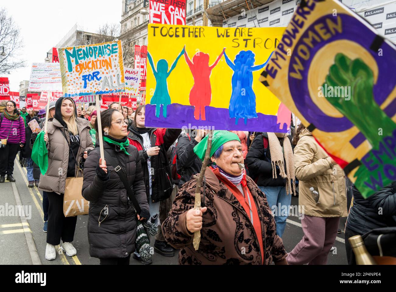 Empowering women placard, 'Million Women Rise' annual march against ...
