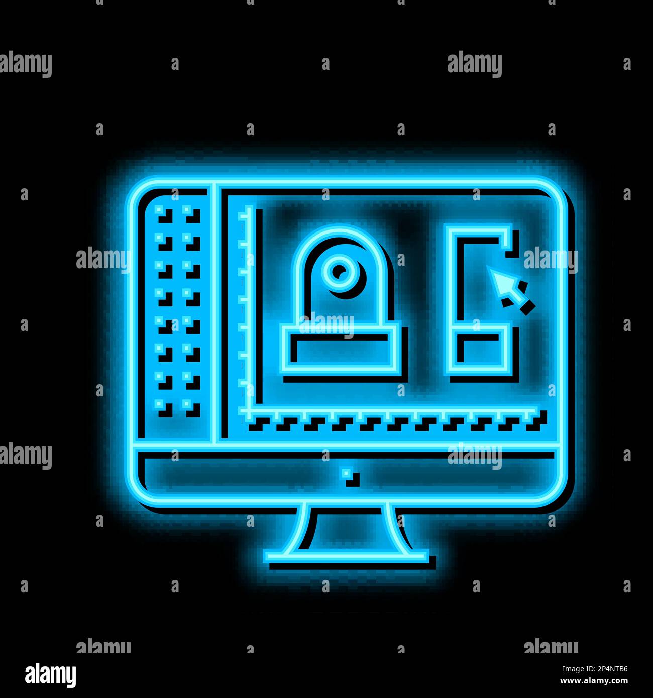 3d in mechanical design neon glow icon illustration Stock Vector Image ...