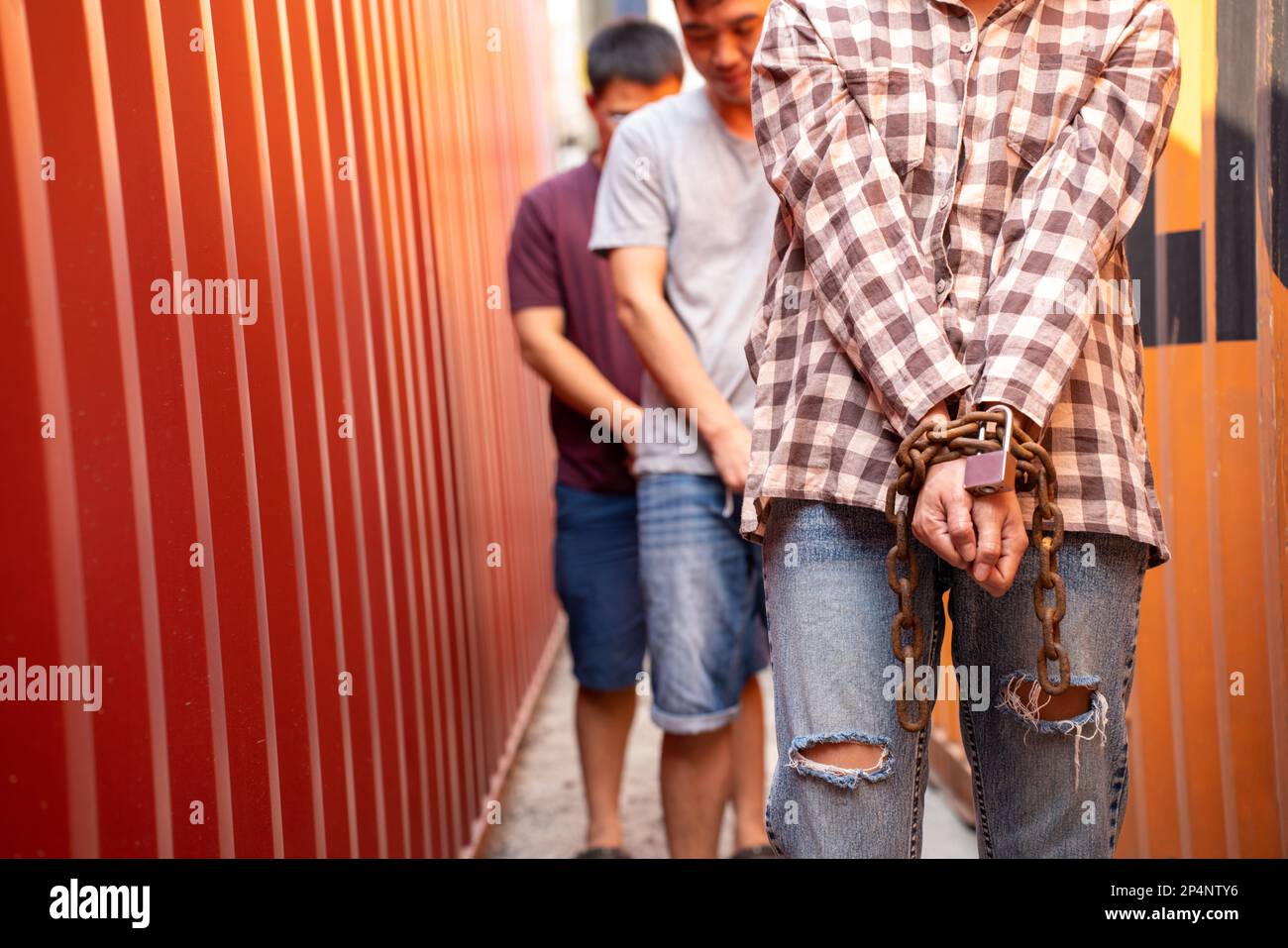 Woman trapped in cargo container wait for Human Trafficking or foreigh ...