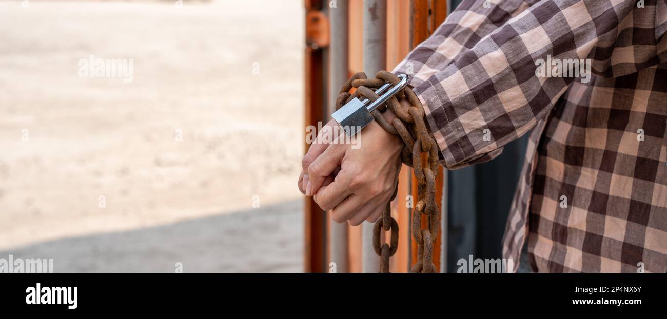 Woman trapped in cargo container wait for Human Trafficking or foreigh ...