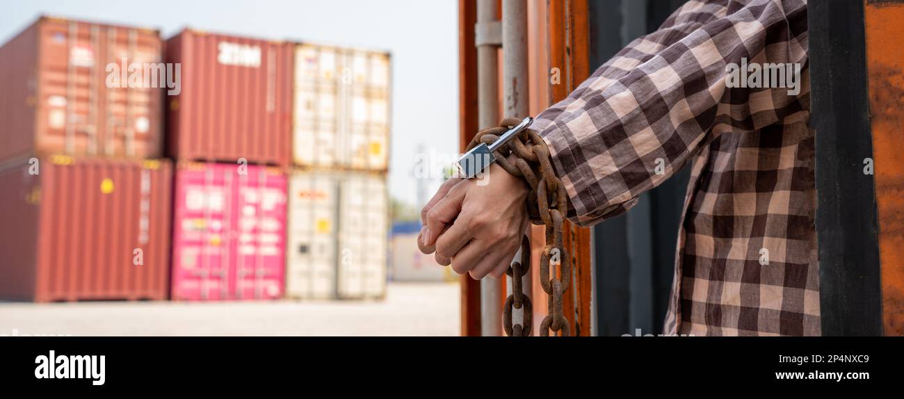 Woman trapped in cargo container wait for Human Trafficking or foreigh ...