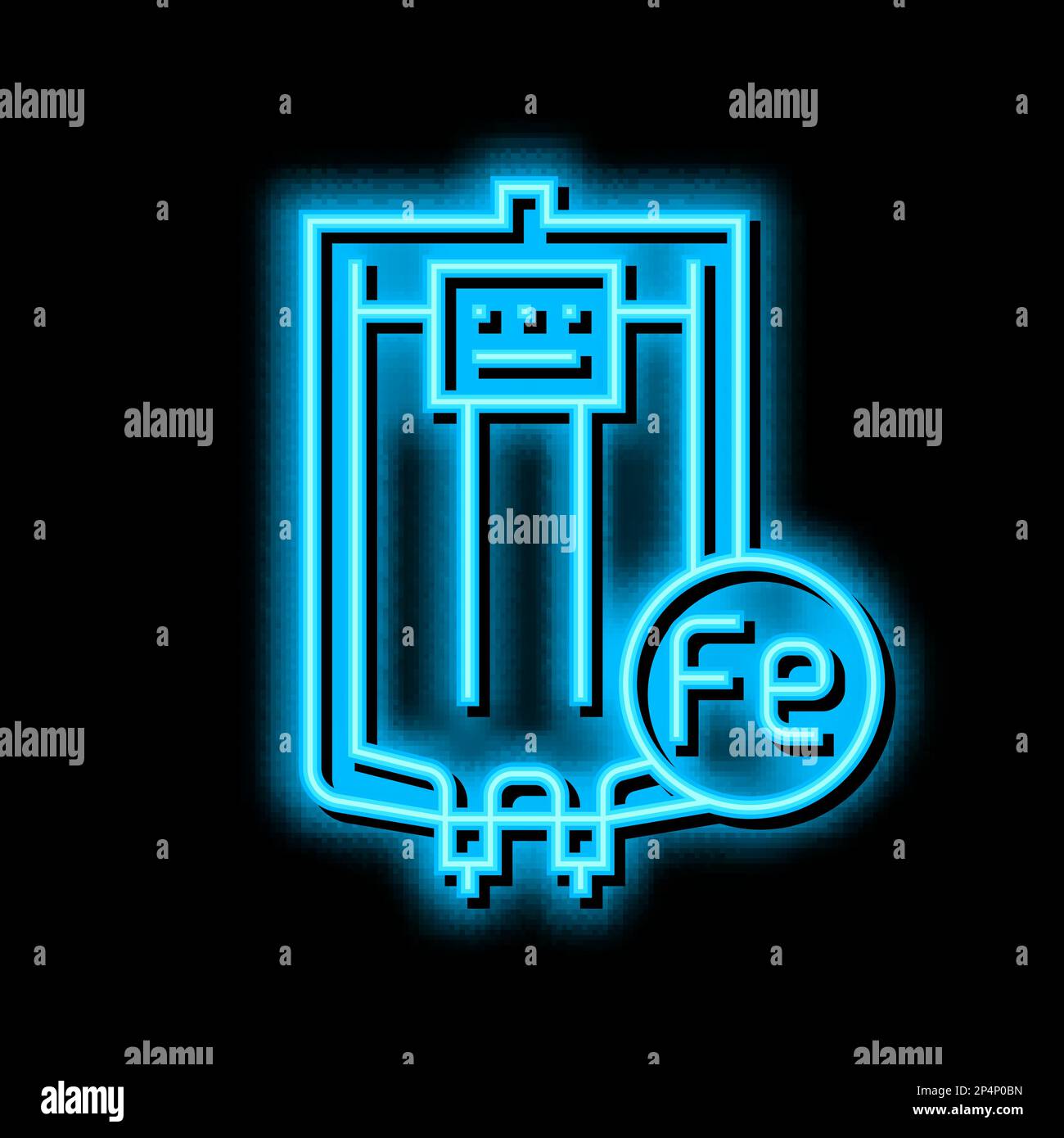 iron given through an intravenous neon glow icon illustration Stock ...