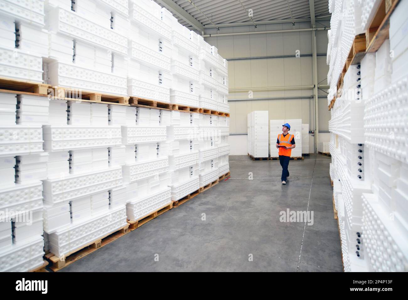 workers in a goods warehouse - storage and transport of goods by mail ...