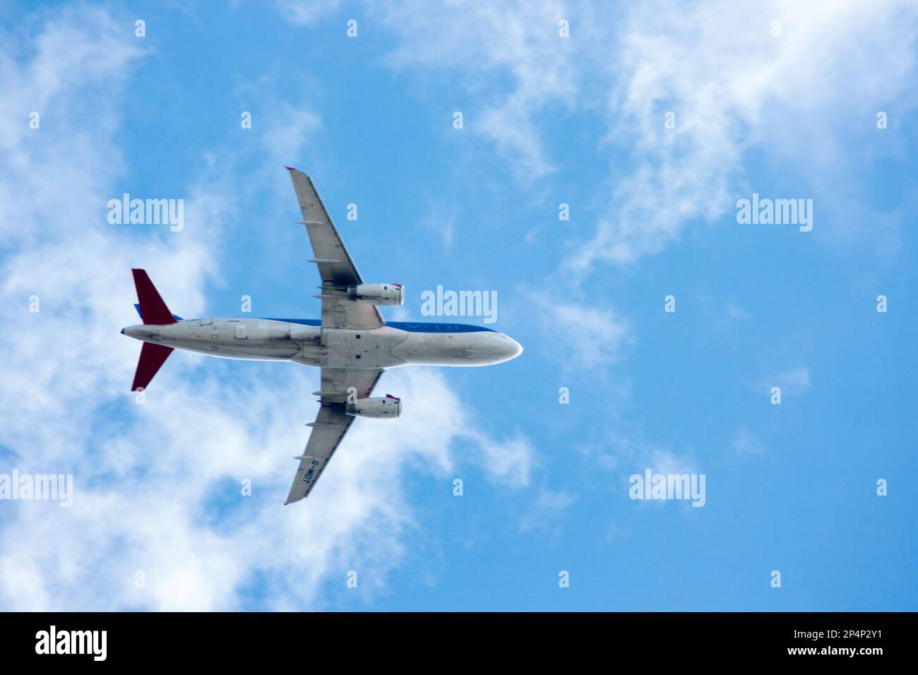 London, England - June 22 2008: Airbus A320 from BMI ready to land to ...