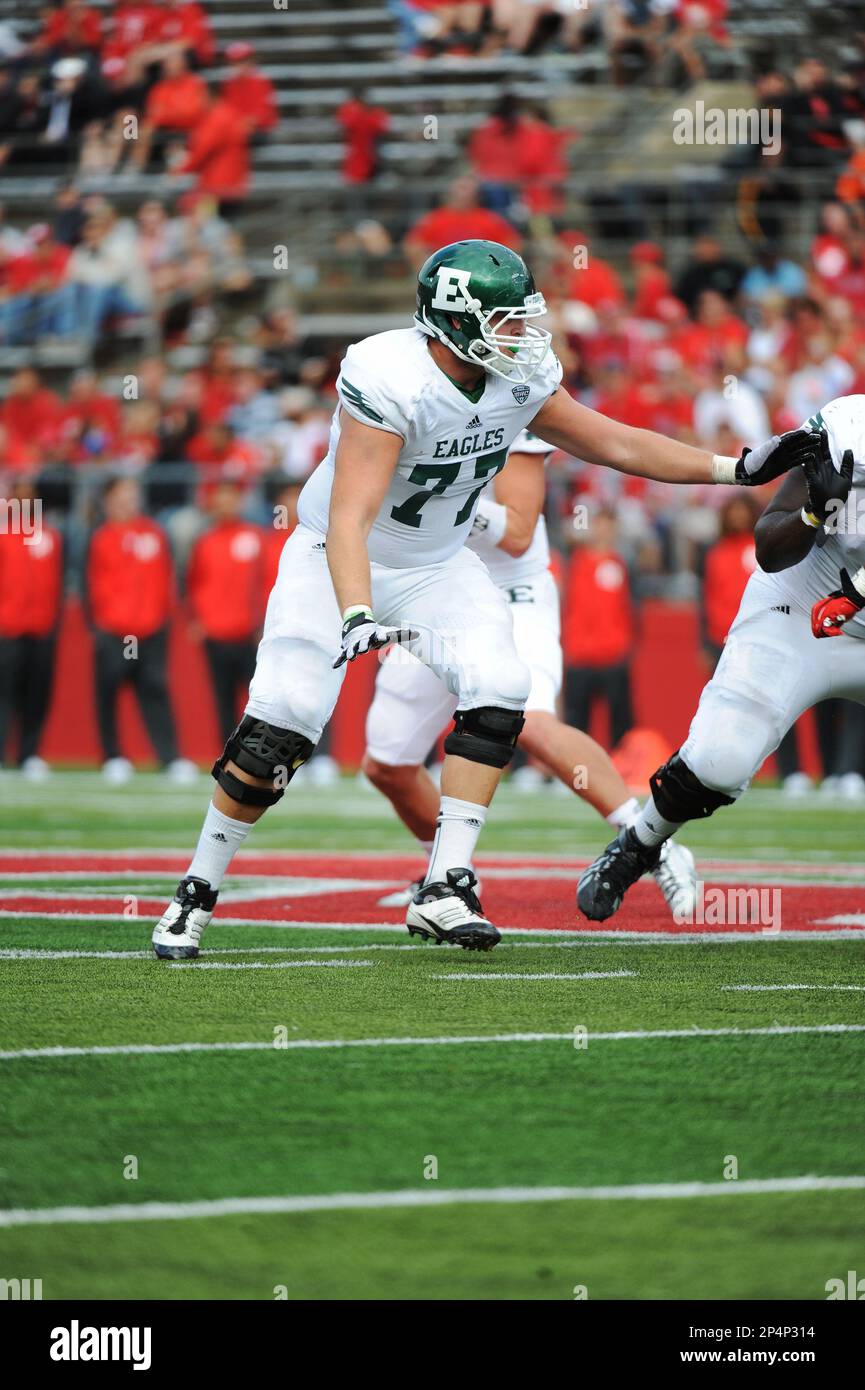 Eastern Michigan University Eagles offensive lineman Lincoln Hansen (77) during game against ...