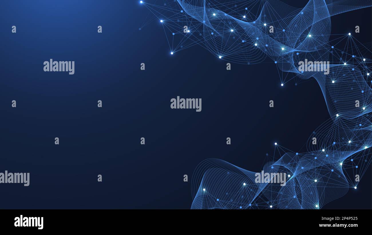 Technology abstract lines and dots connection background. Connection digital data and big data ...