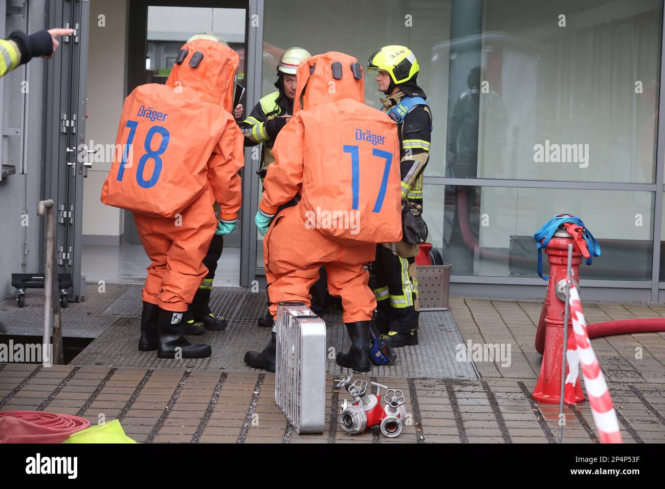 Gera, Germany. 06th Mar, 2023. Firefighters are responding to an ...