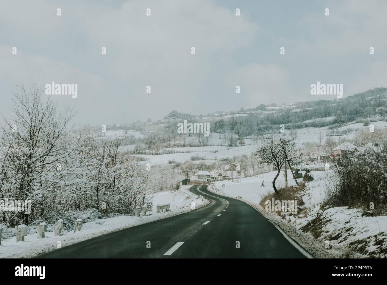 Winter landscape in a rural village Stock Photo - Alamy
