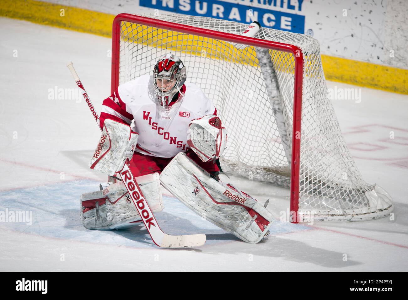 Wisconsin Badgers goalie Joel Rumpel (33) during an NCAA Big Ten ...