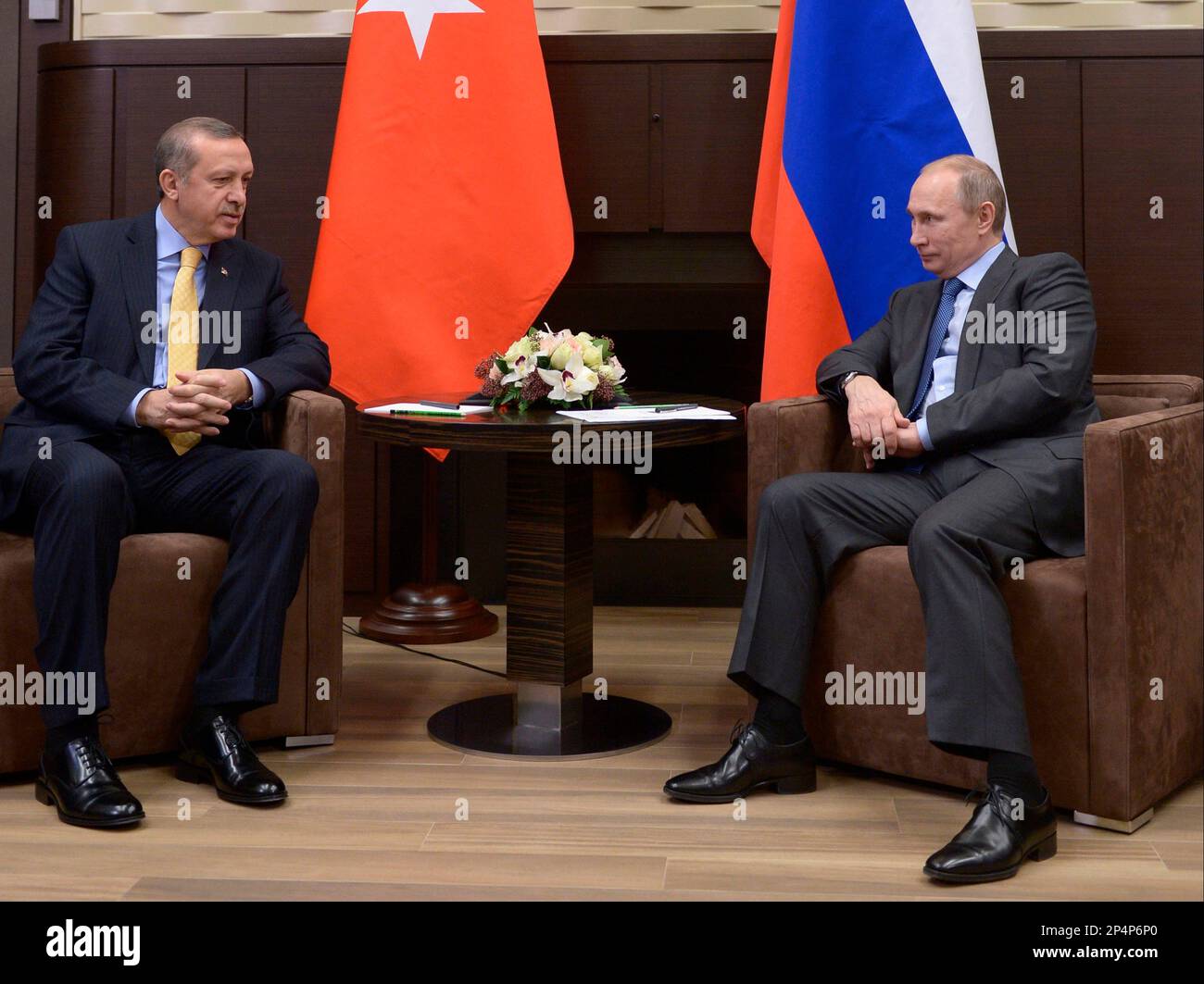 Russian President Vladimir Putin, right, and Turkish Prime Minister ...