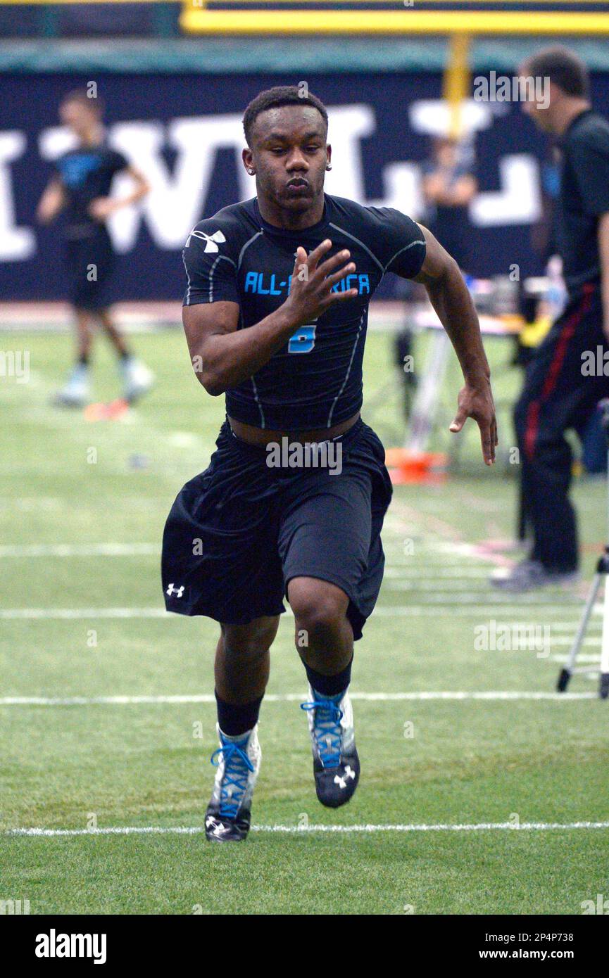 Defensive back Tre Richardson, of Birmingham, Ala., participates in a ...
