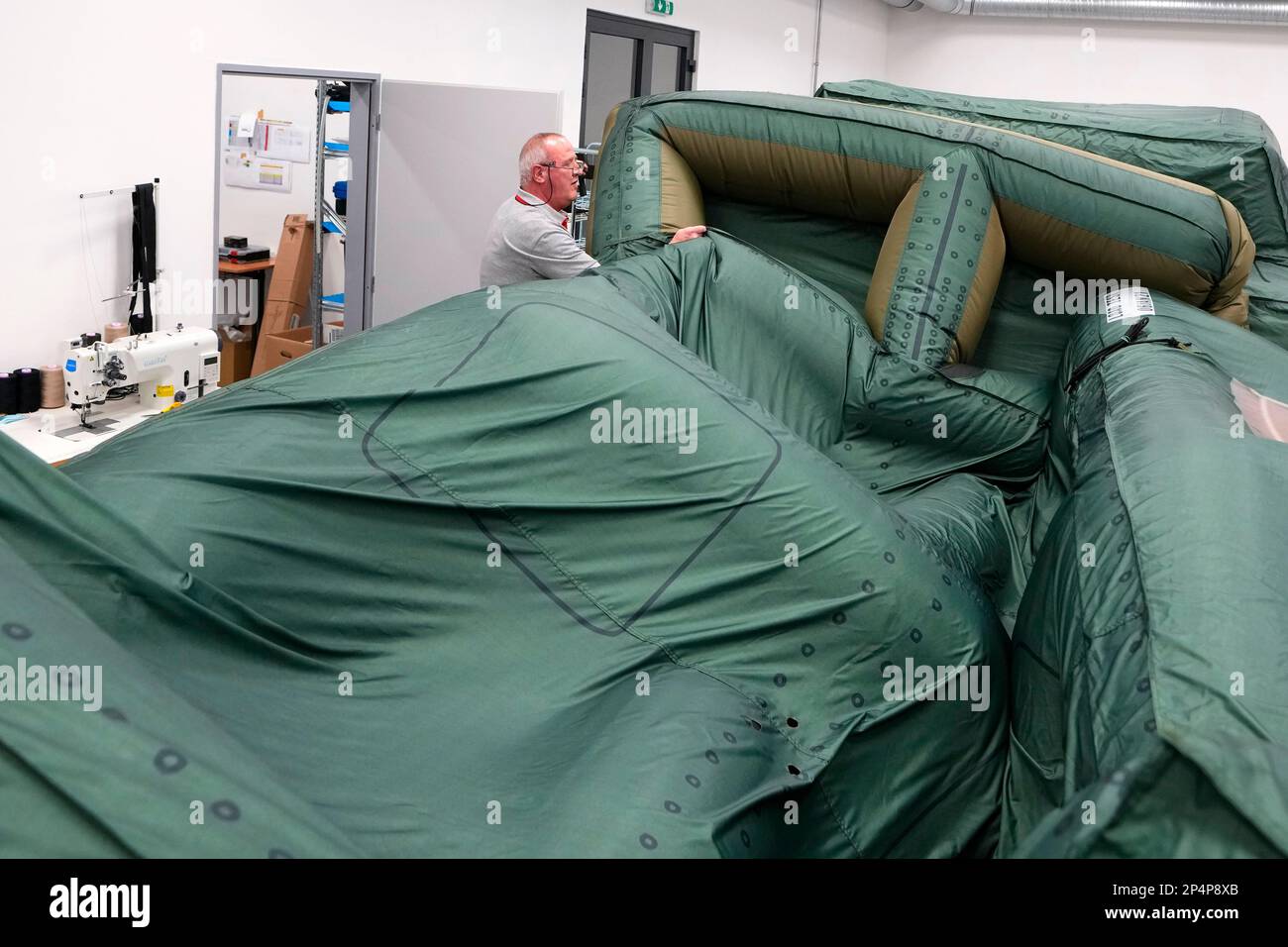 An inflatable decoy of High Mobility Artillery Rocket System (HIMARS ...