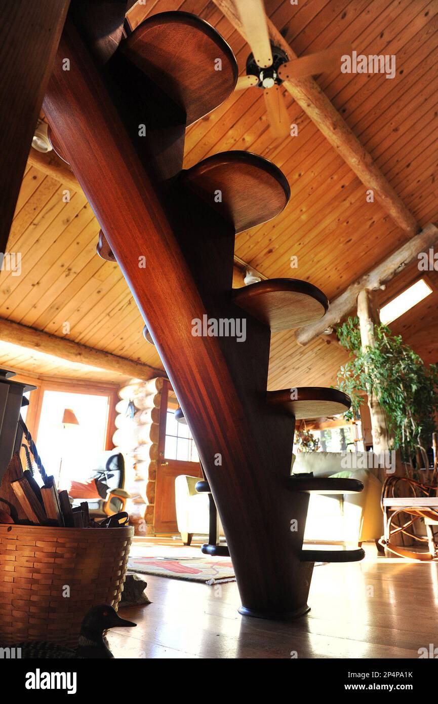 A custom built staircase begun by Neil Weishahn, formerly of Ketchikan ...