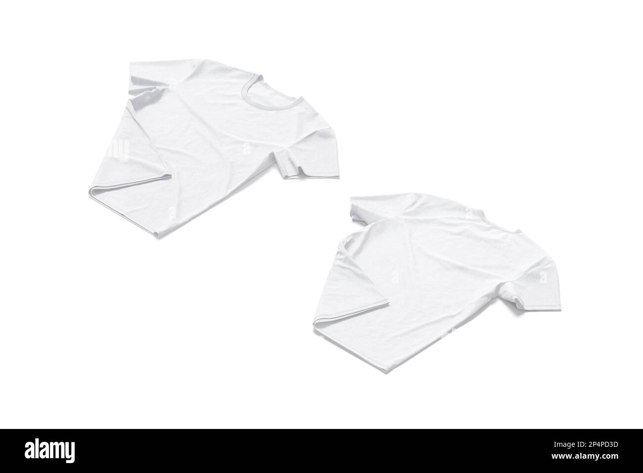 Blank white t-shirt mockup flat lay, front and back, isolated, 3d ...