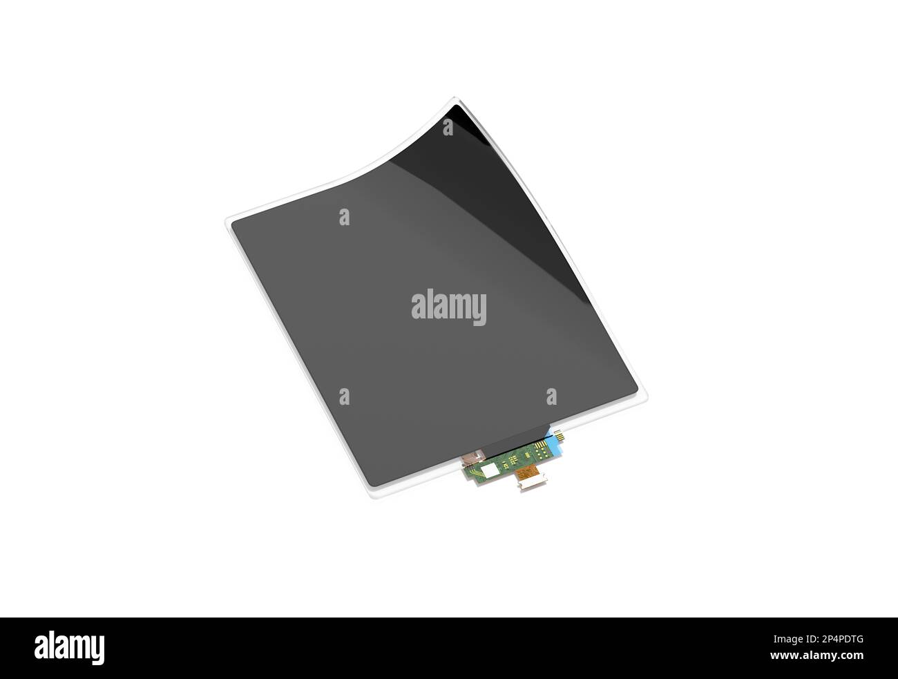 Blank black flexible folded corner rectangular display mockup, isolated ...