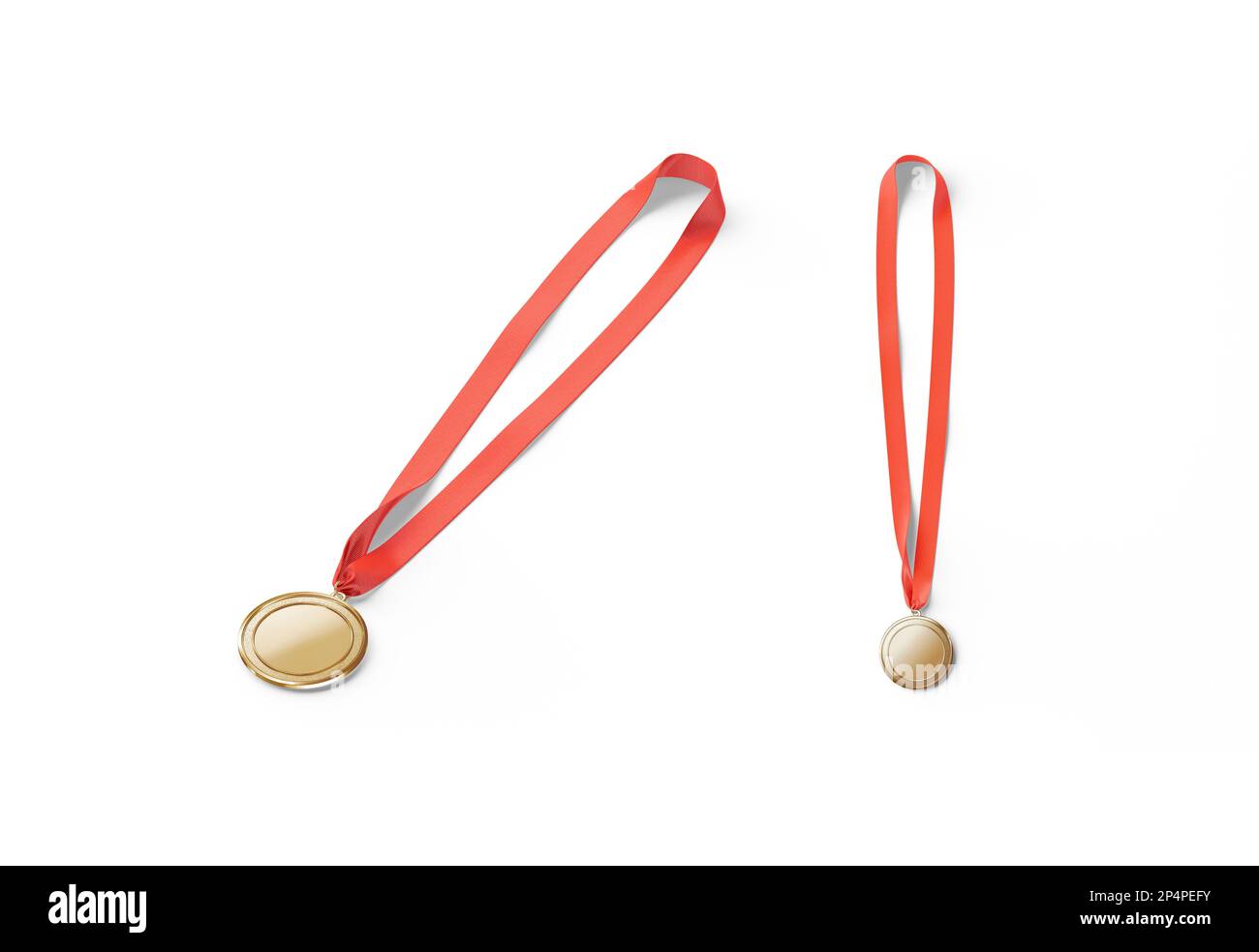 Blank gold medal with ribbon mockup, side and top view Stock Photo - Alamy