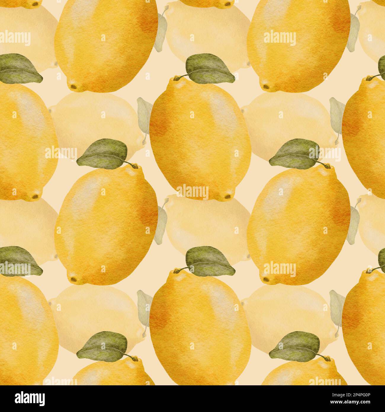 Watercolor lemon seamless pattern. Tropical Fruit Lemon pattern. The ...
