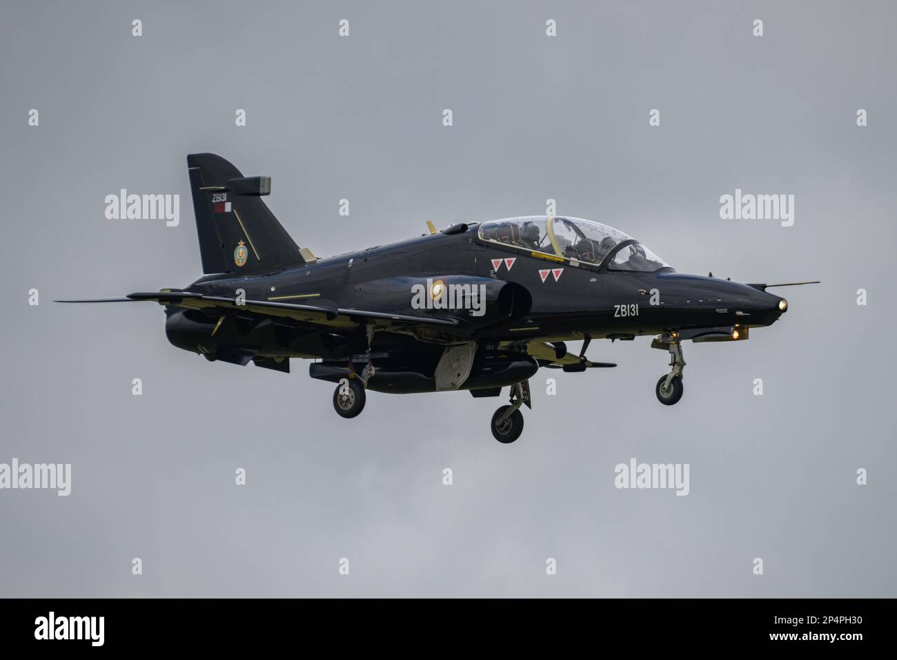 RAF Valley, Holyhead, Wales on March 2 2023. Qatar Air Force Hawk training jet landing Stock ...