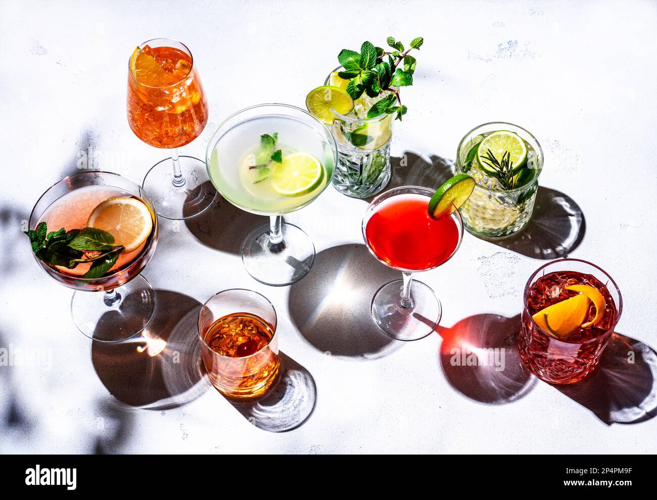 Most Popular Cocktails Set Aperol Spritz Negroni Mojito Gin Tonic
