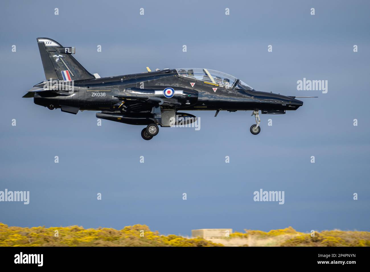 RAF Valley, Holyhead, Wales on March 2 2023. Royal Air Force Hawk training jet landing Stock ...