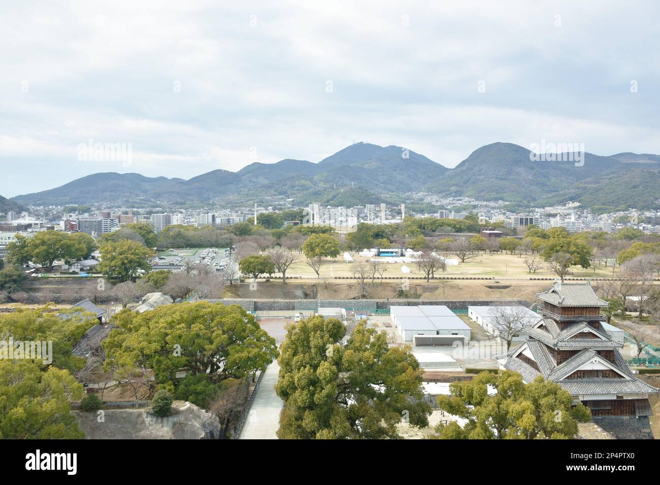 landscape from Kumamoto castle destroyed by fire but governor rebuild ...