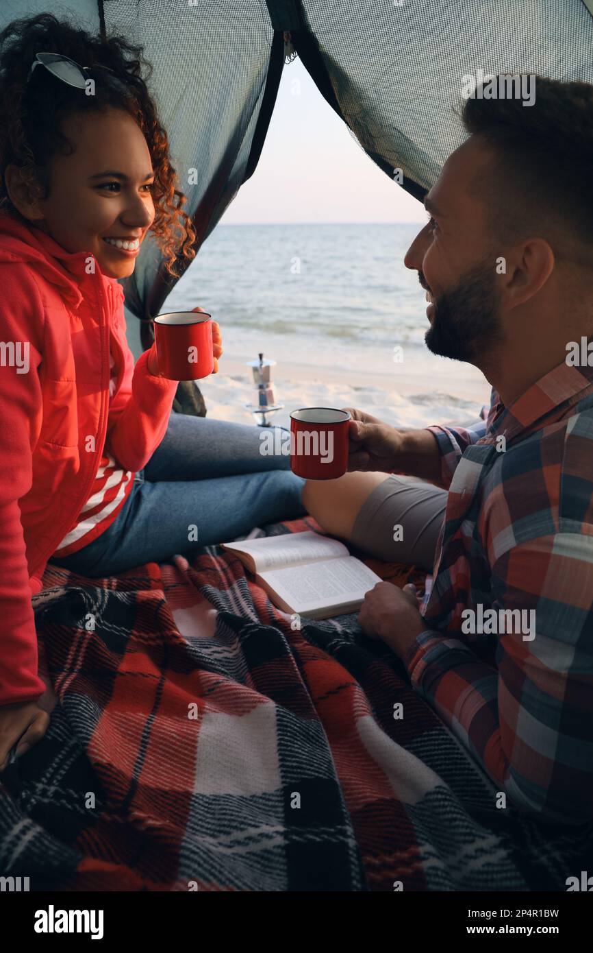 African american family camping hi-res stock photography and images - Alamy