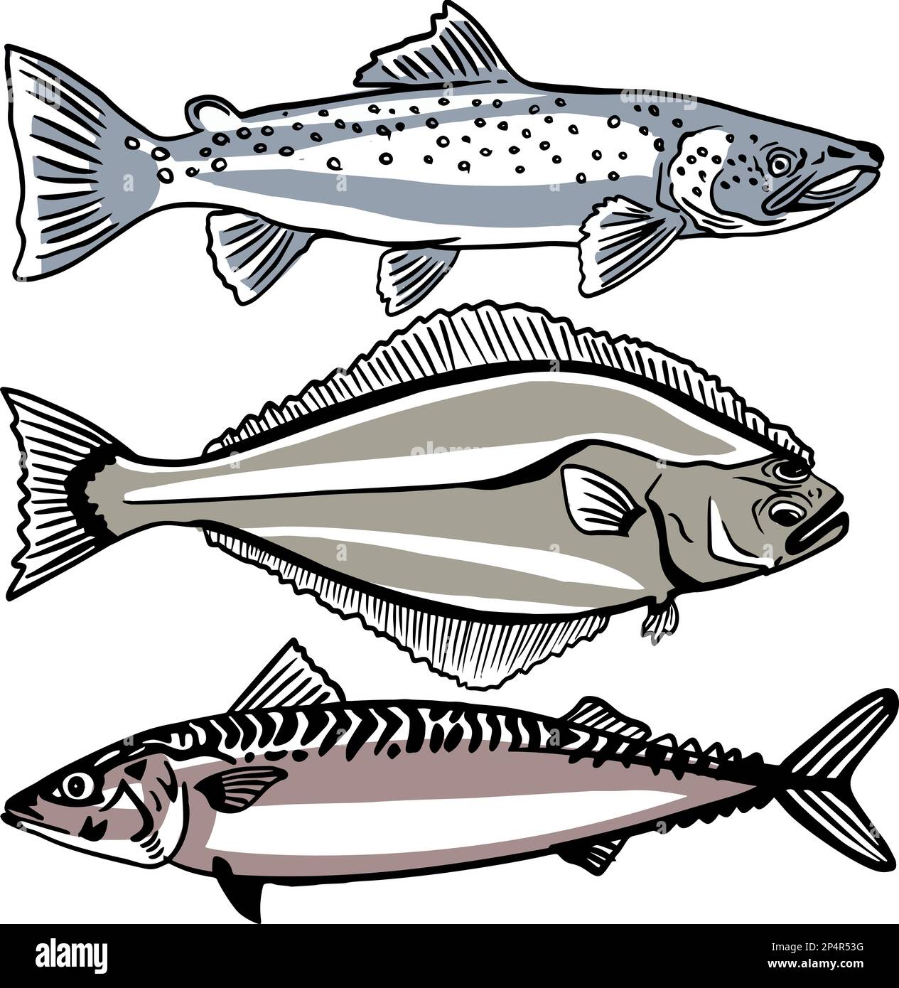 Fish Hand Drawn Cartoon Art Stock Photo - Alamy