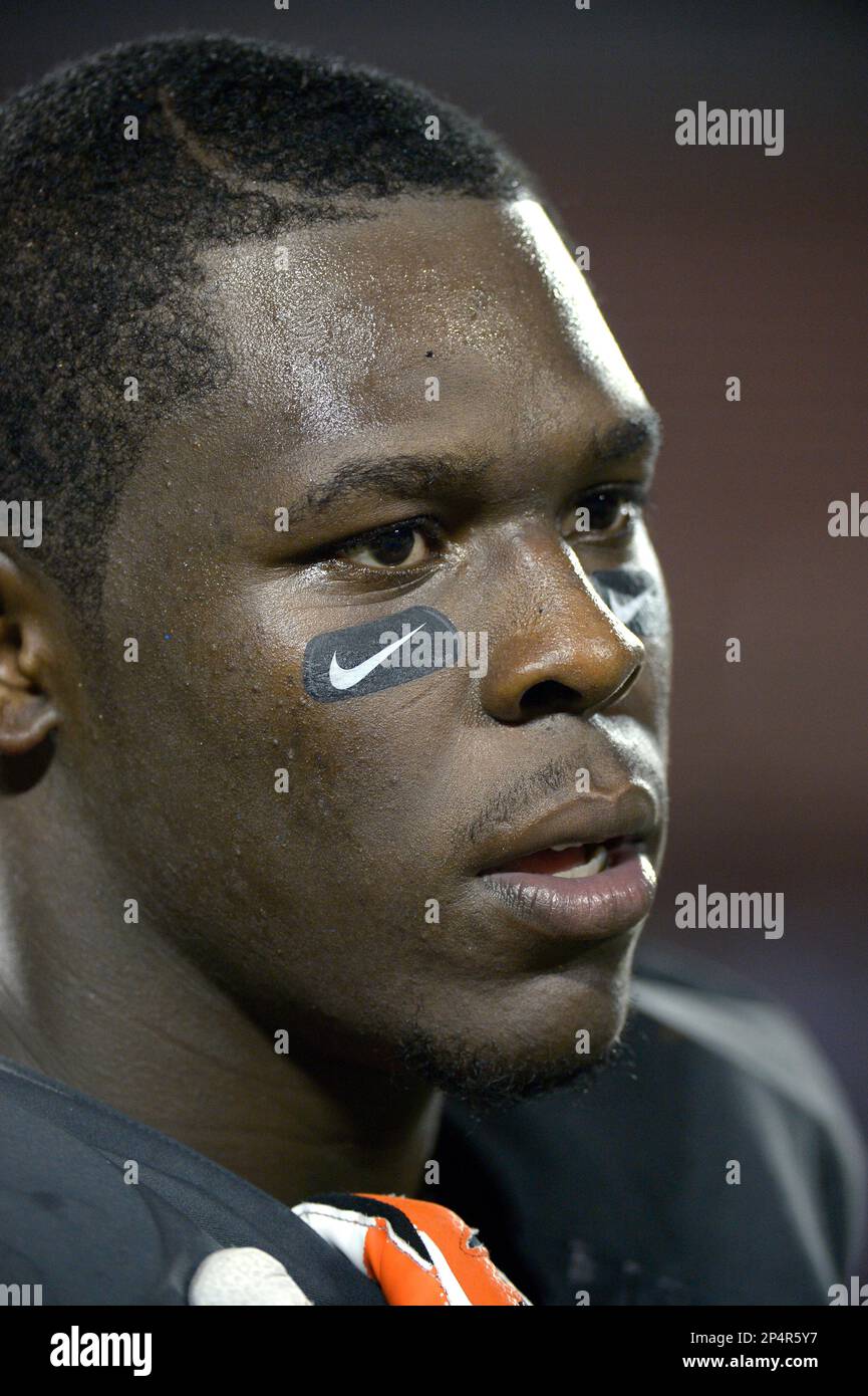 Booker T. Washington defensive end Chad Thomas talks to reporters after ...