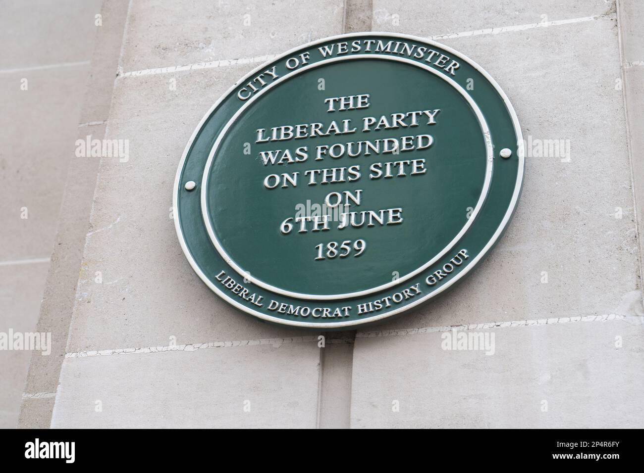 Plaque marking the founding of the Liberal Party on King Street, London ...