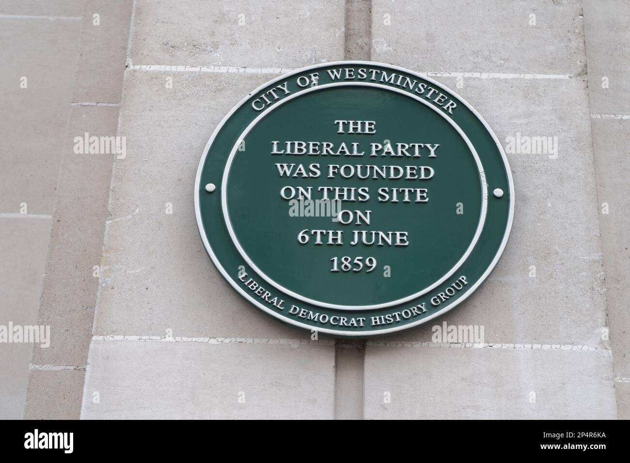 Plaque marking the founding of the Liberal Party on King Street, London ...