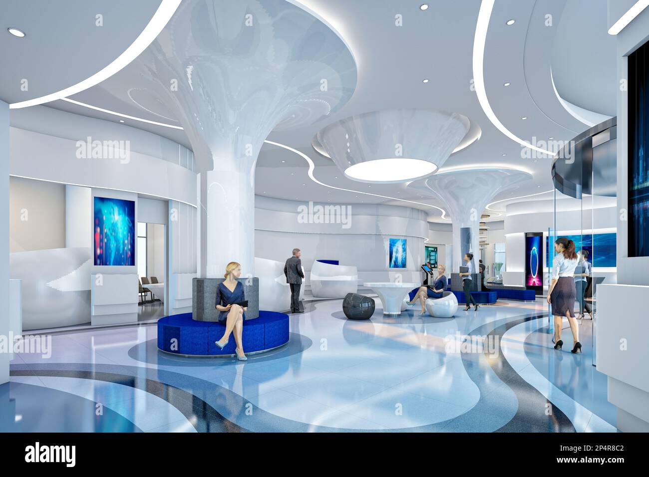 3d render of commercial bank interior Stock Photo - Alamy