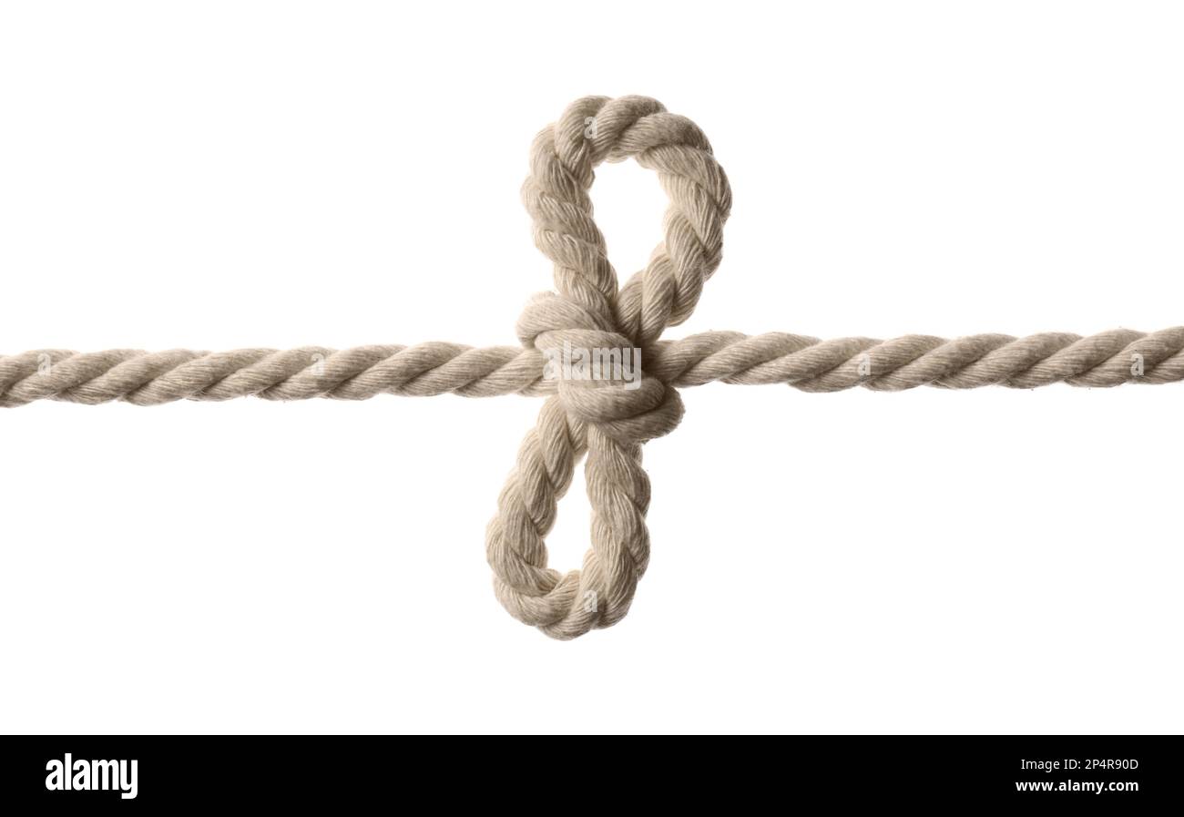 Cotton rope with bow knot on white background Stock Photo - Alamy