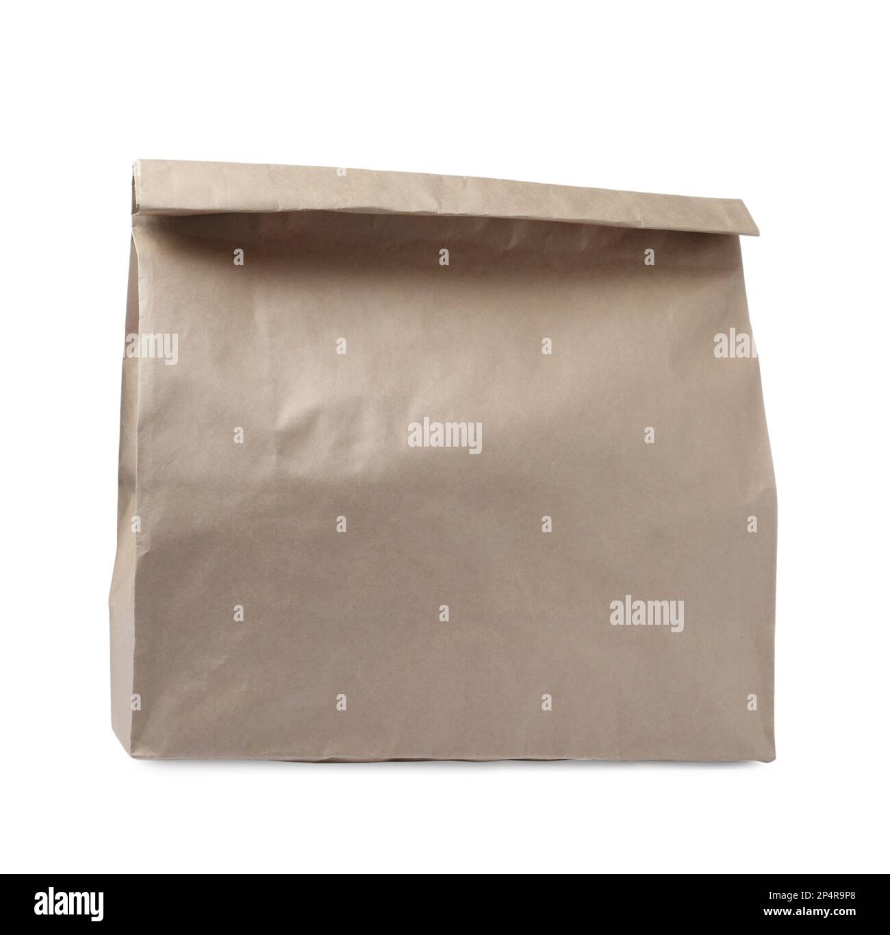 Closed kraft paper bag isolated on white Stock Photo - Alamy
