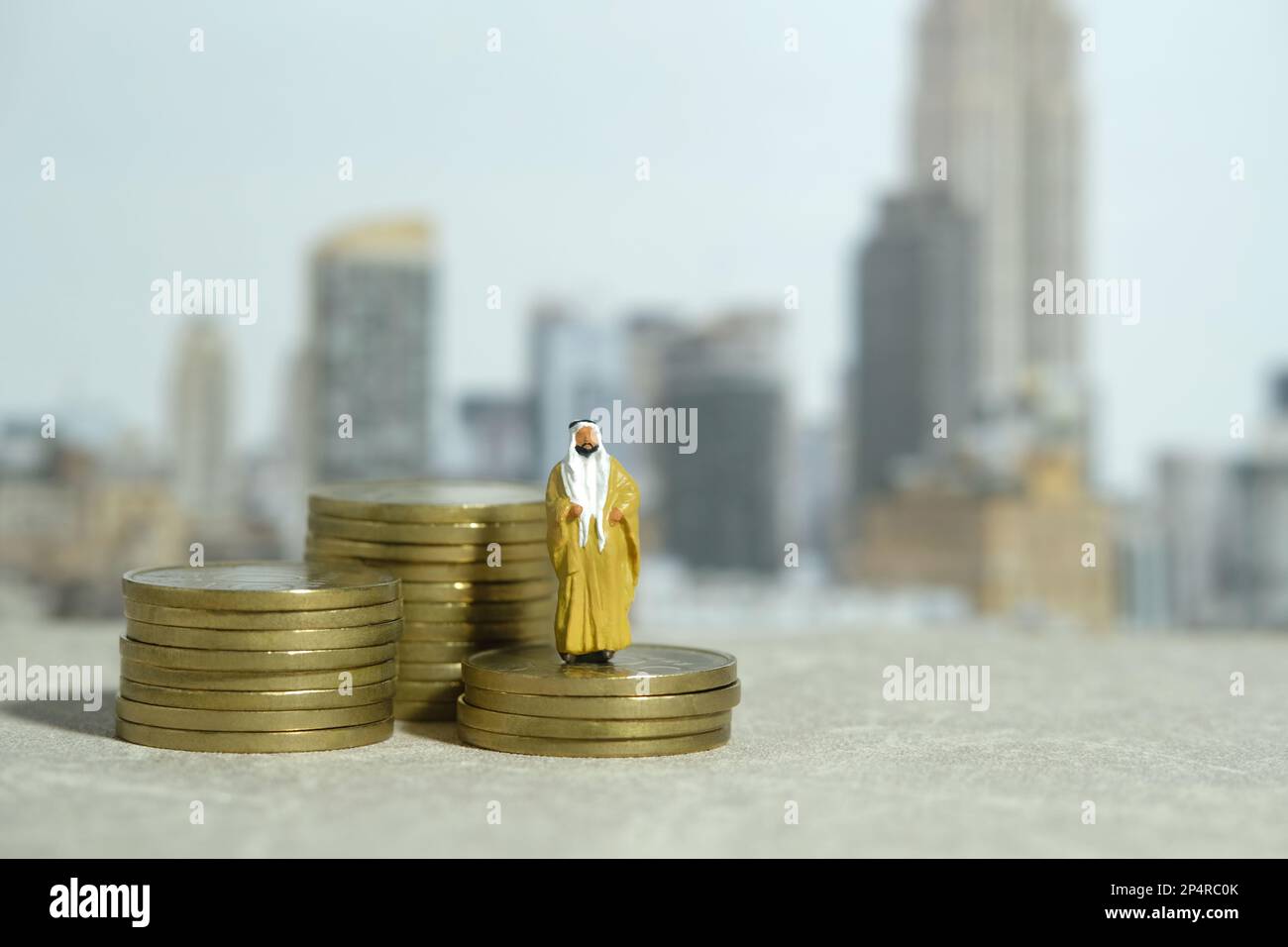 Miniature people toy figure photography. City or country development ...