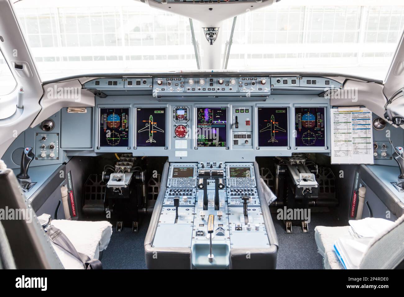 Inside the cockpit of a passenger aircraft Stock Photo - Alamy