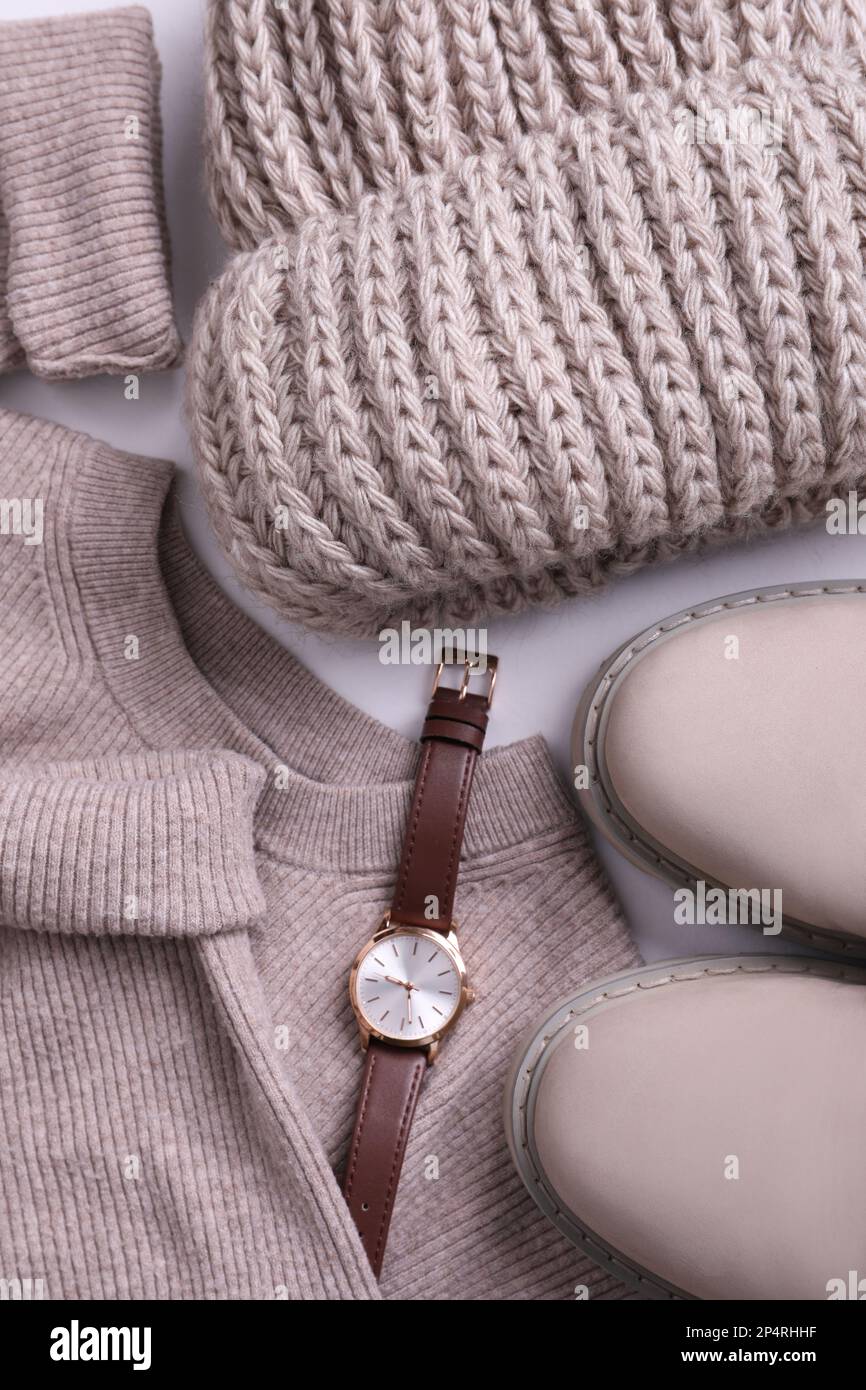 Fall fashion. Layout with woman's outfit, top view Stock Photo - Alamy