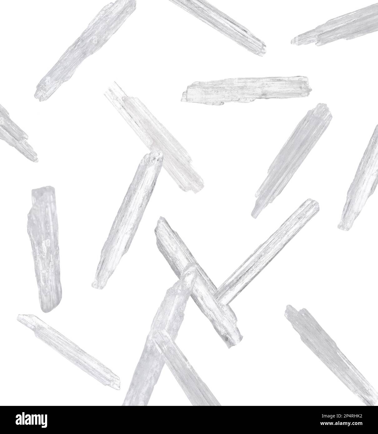 Translucent menthol crystals falling on white background Stock Photo ...