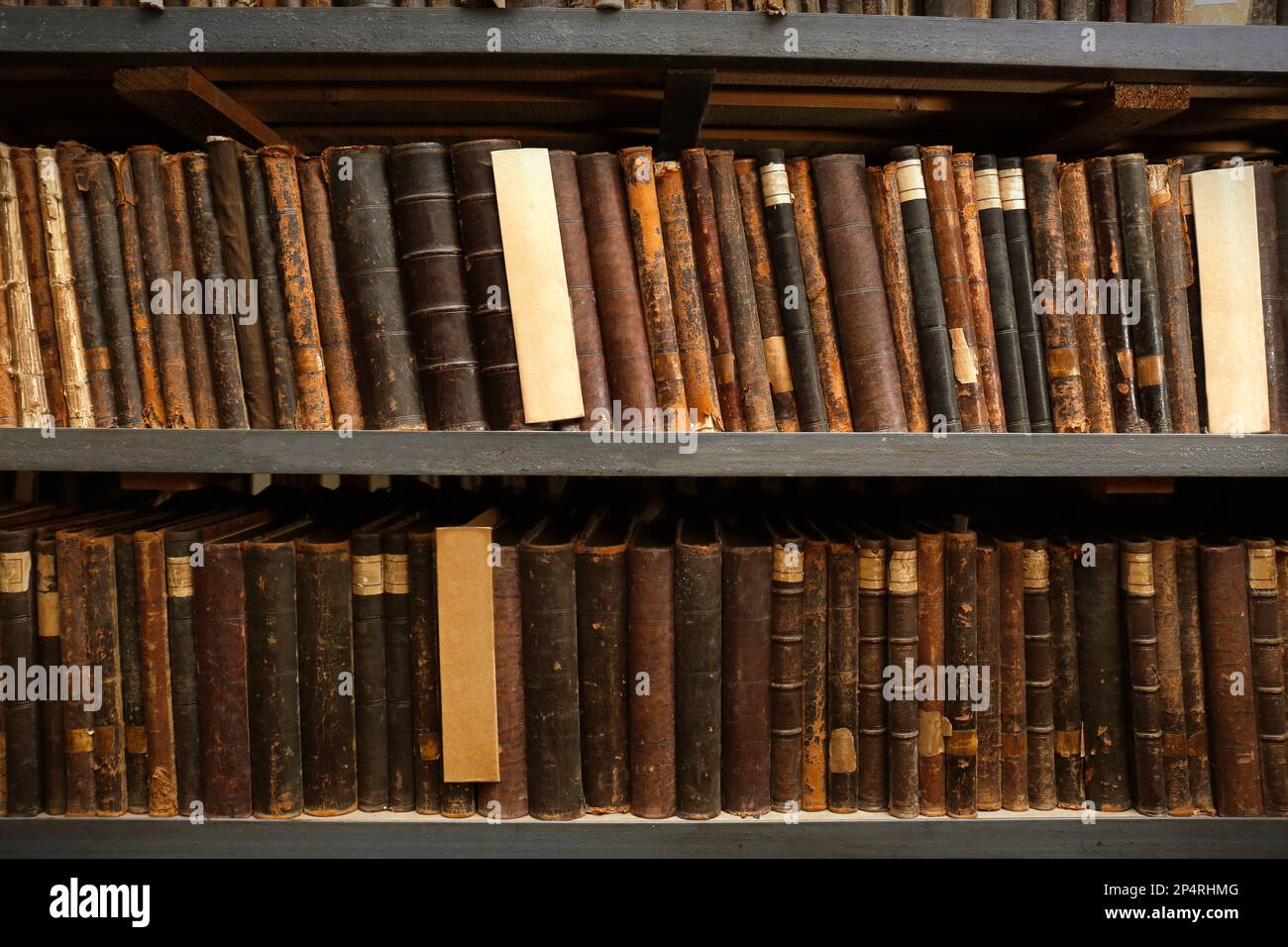 Collection of different books on shelves in library Stock Photo - Alamy