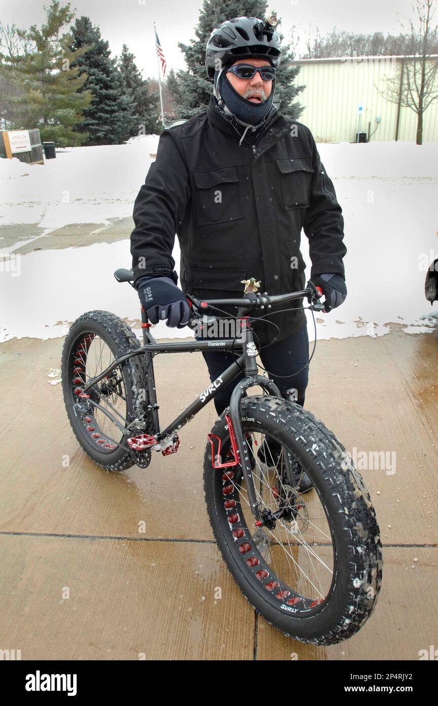 In this Jan. 8, 2014 photo, Doug DeLong rides his fat bike that is ...