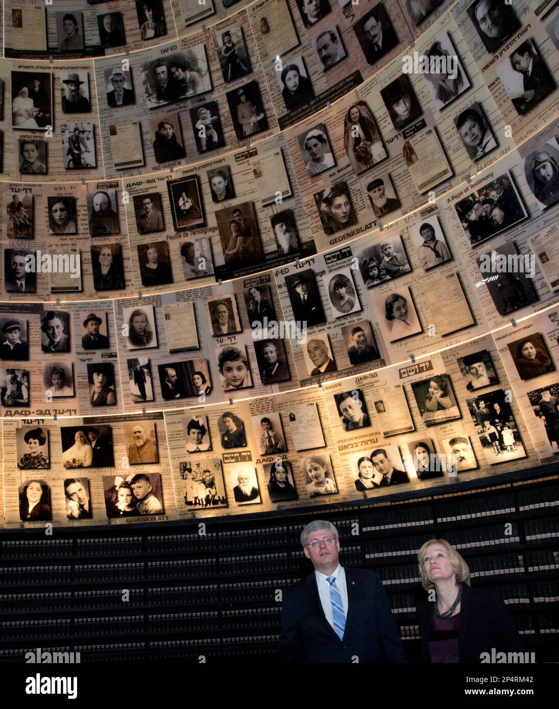 Prime Minister Stephen Harper and wife Laureen Harper look up at ...