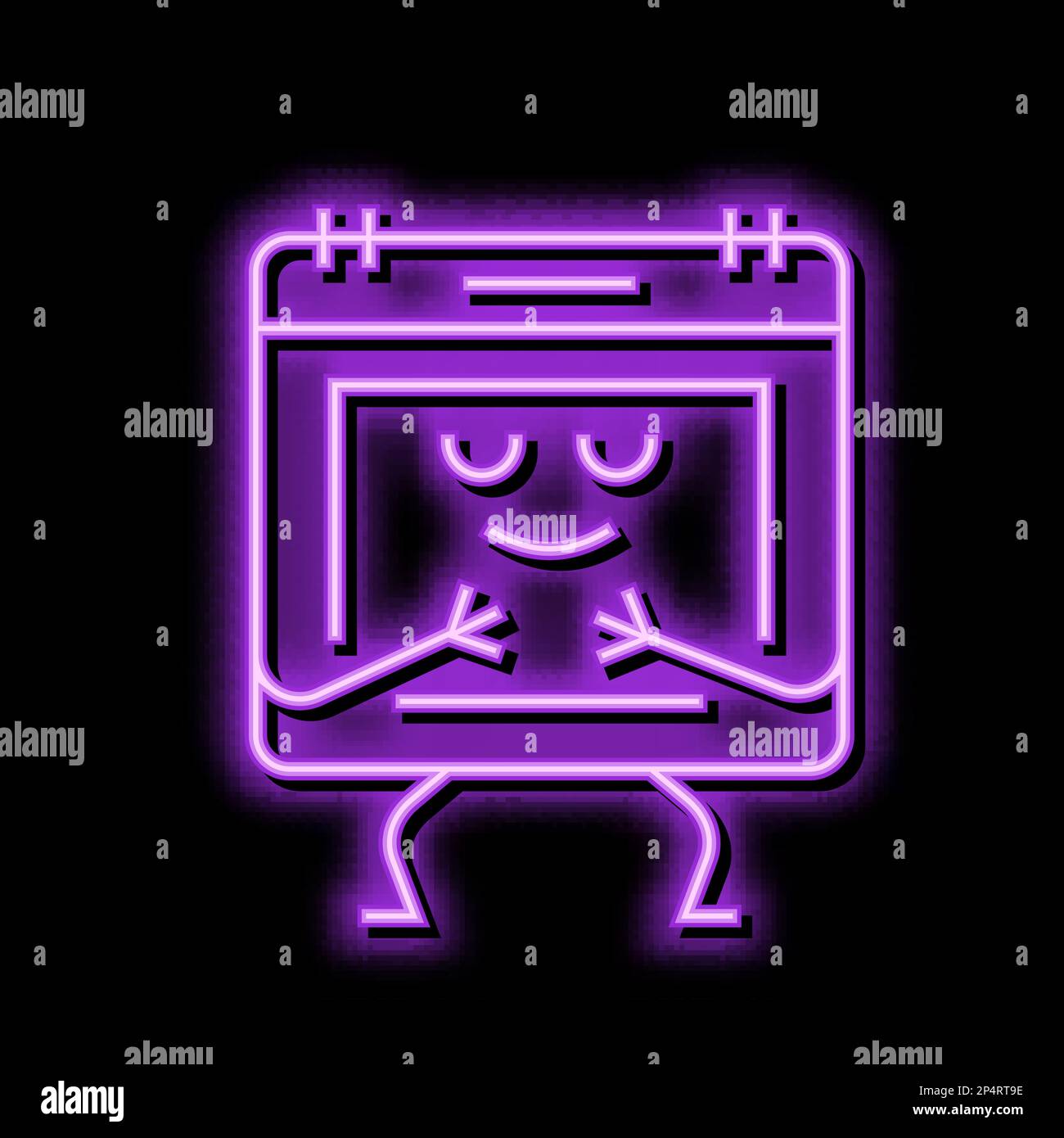 calendar school character neon glow icon illustration Stock Vector ...