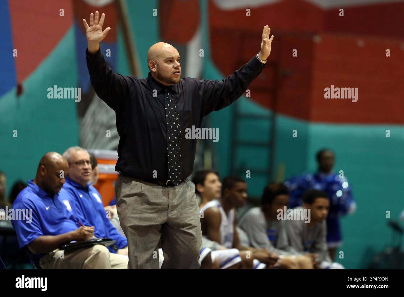 Saunders Blue Devils coach Anthony Nicodemo is seen during a game ...