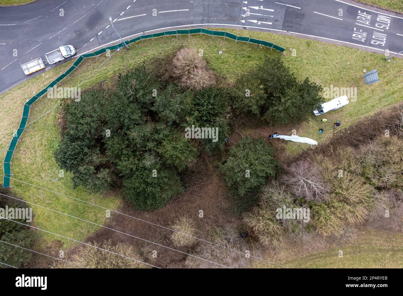 The scene in the St Mellons area of Cardiff where three people who ...