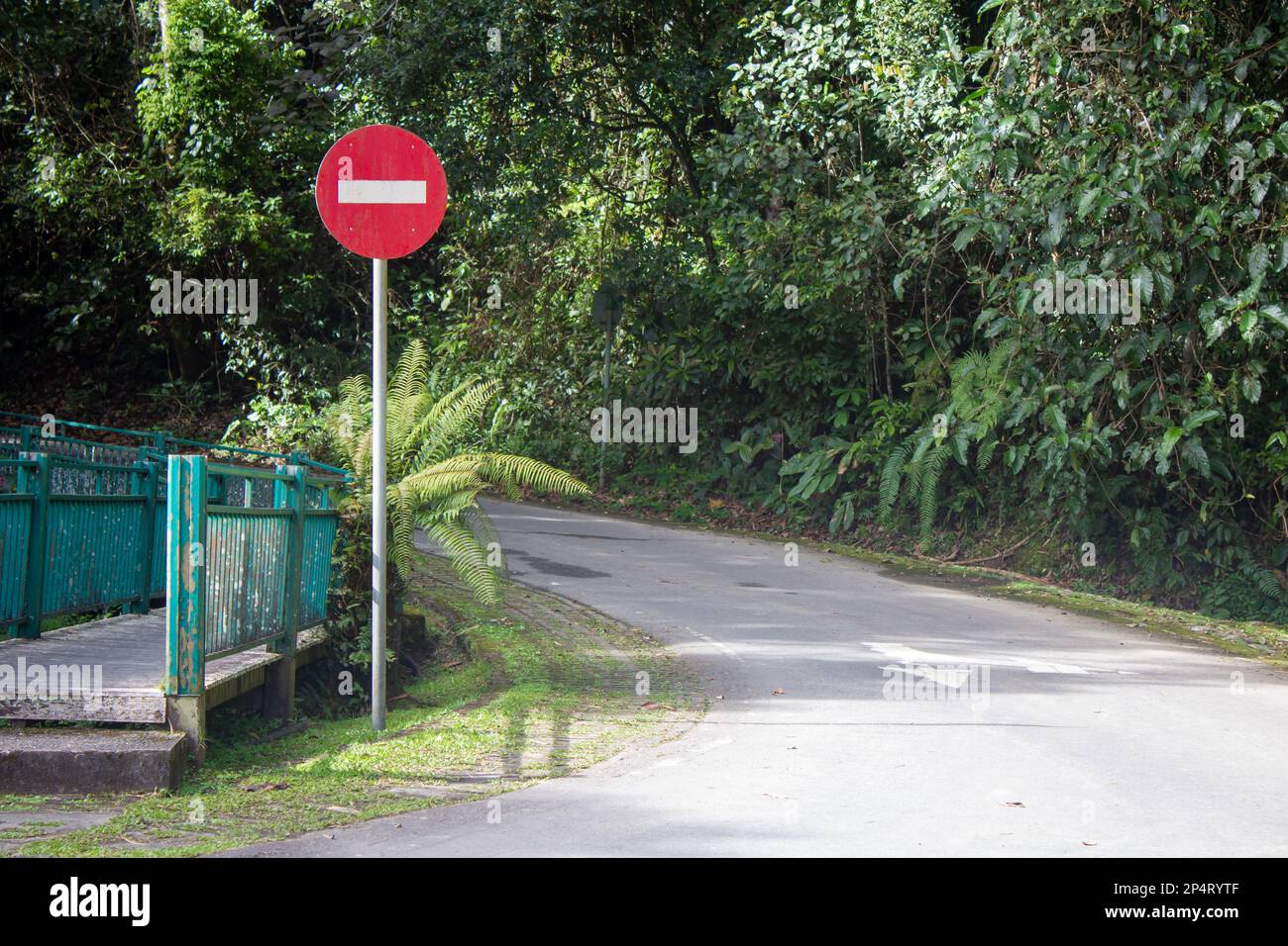 Road cautionary sign indicating do not enter. Indicates the driver not ...