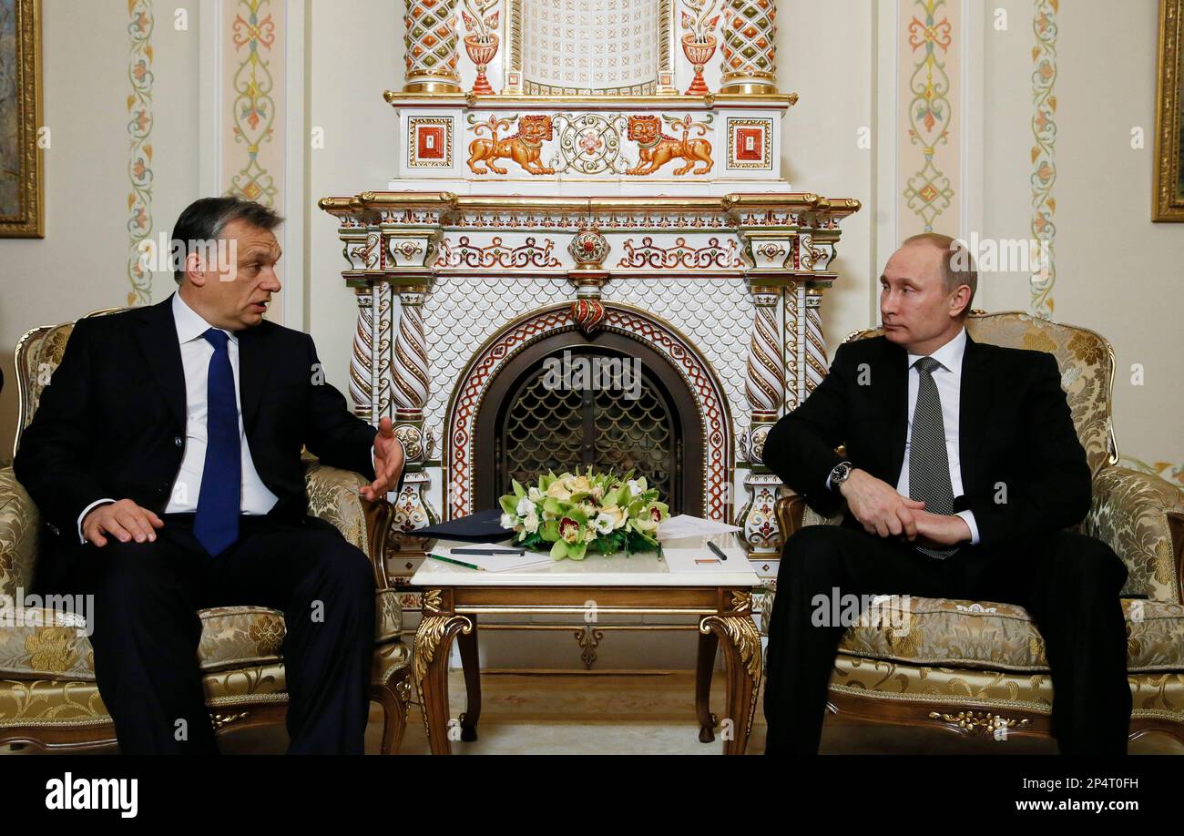 Russian President Vladimir Putin, right, and Hungarian Prime Minister ...