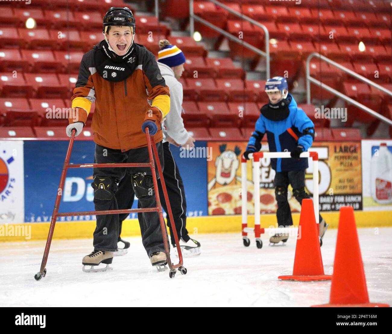 Jacob Millard competes in the preliminary speed skating races during ...