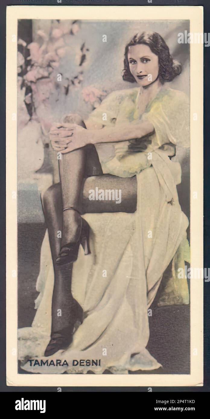 Portrait of actress Tamara Desni - Vintage Cigarette Card Stock Photo ...