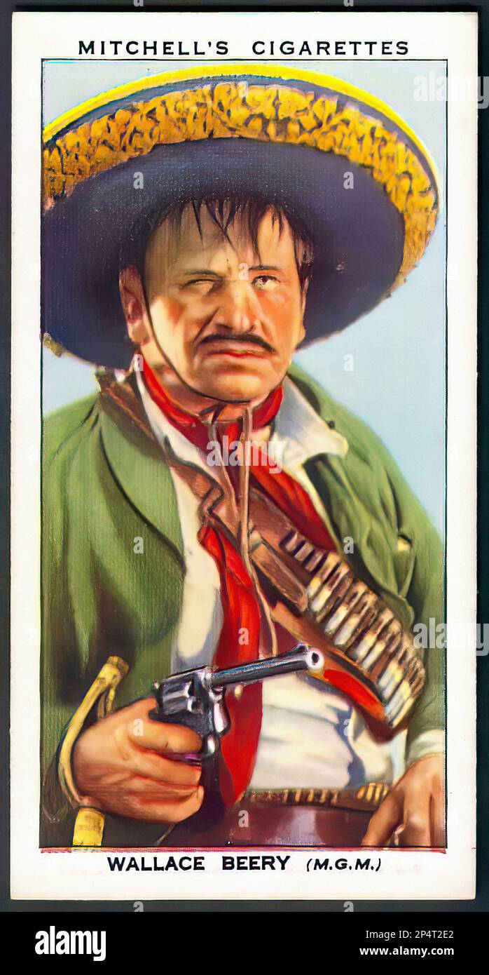 Portrait of Wallace Beery - Vintage Cigarette Card 01 Stock Photo - Alamy